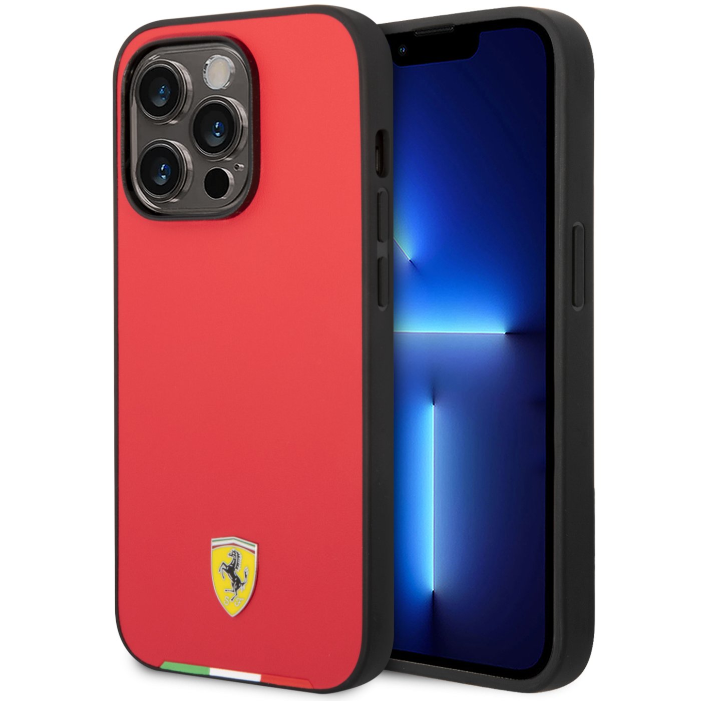 Ferrari Italian Flag Line and Metal Logo Case For iPhone - Eshtir.com