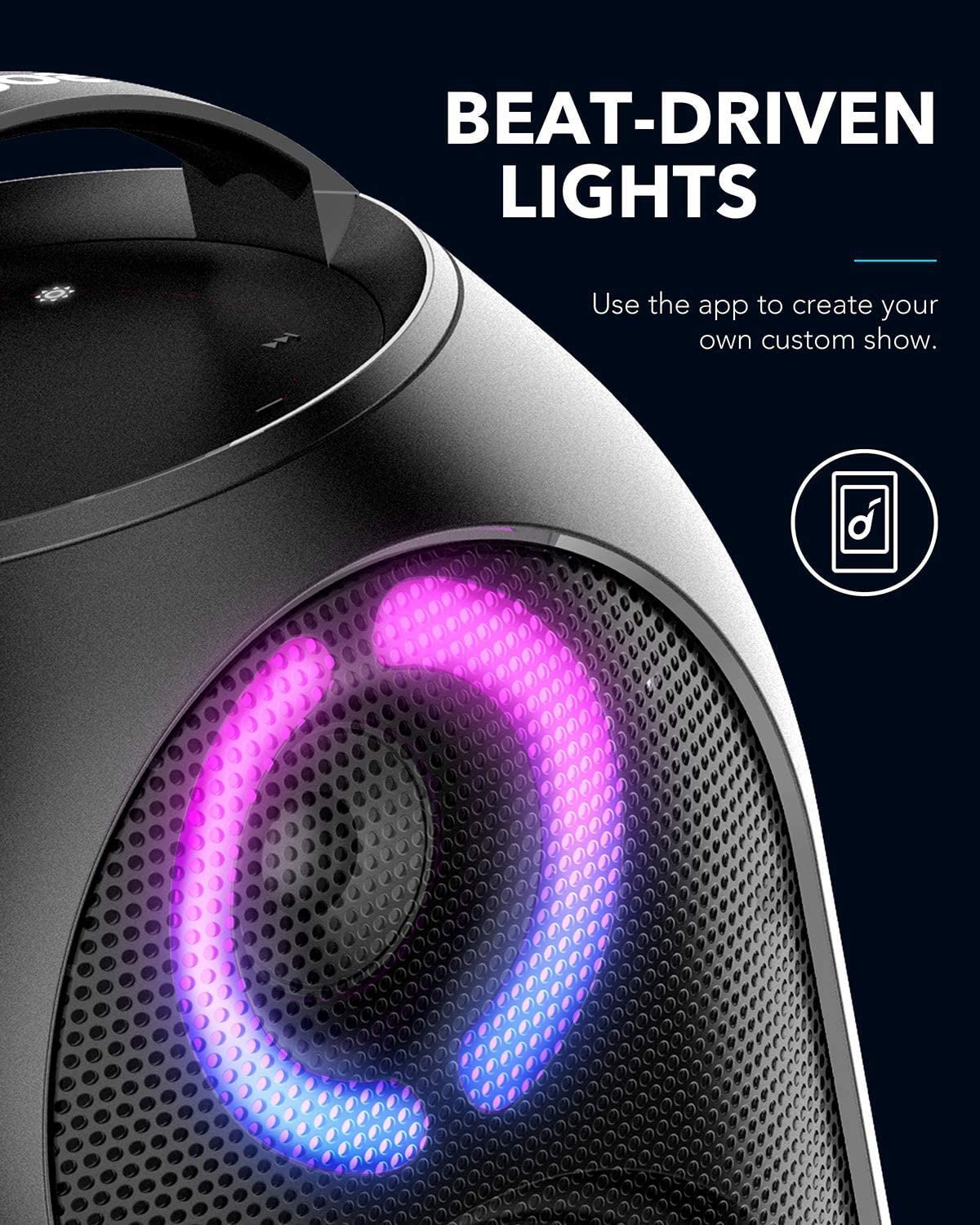 Anker Rave PartyCast Portable Bluetooth Speaker 80 Watts - Black ...