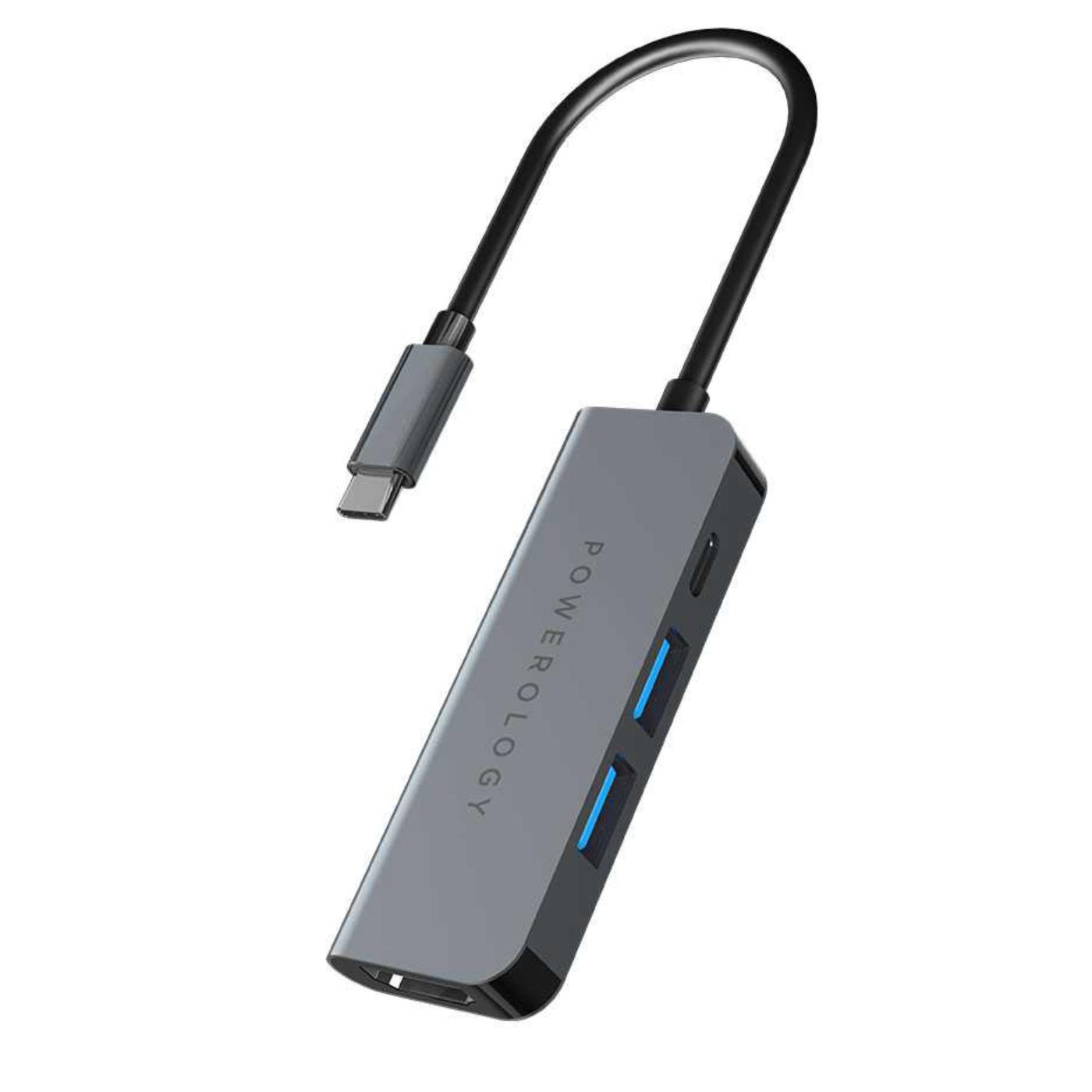 Powerology 4 in 1 USB-C Hub with HDMI and USB 3.0 - Eshtir.com