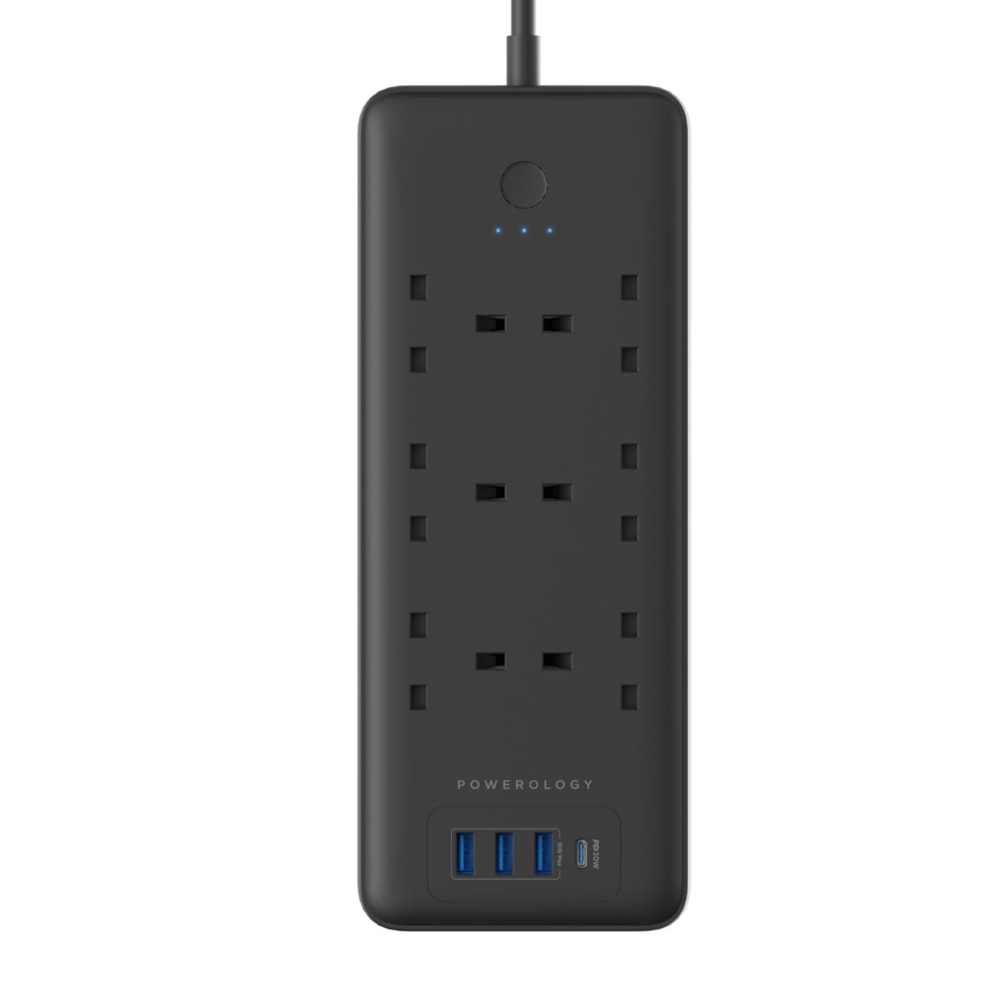 Powerology Universal Smart Power Socket with 6 AC and 3 USB and a 30W ...