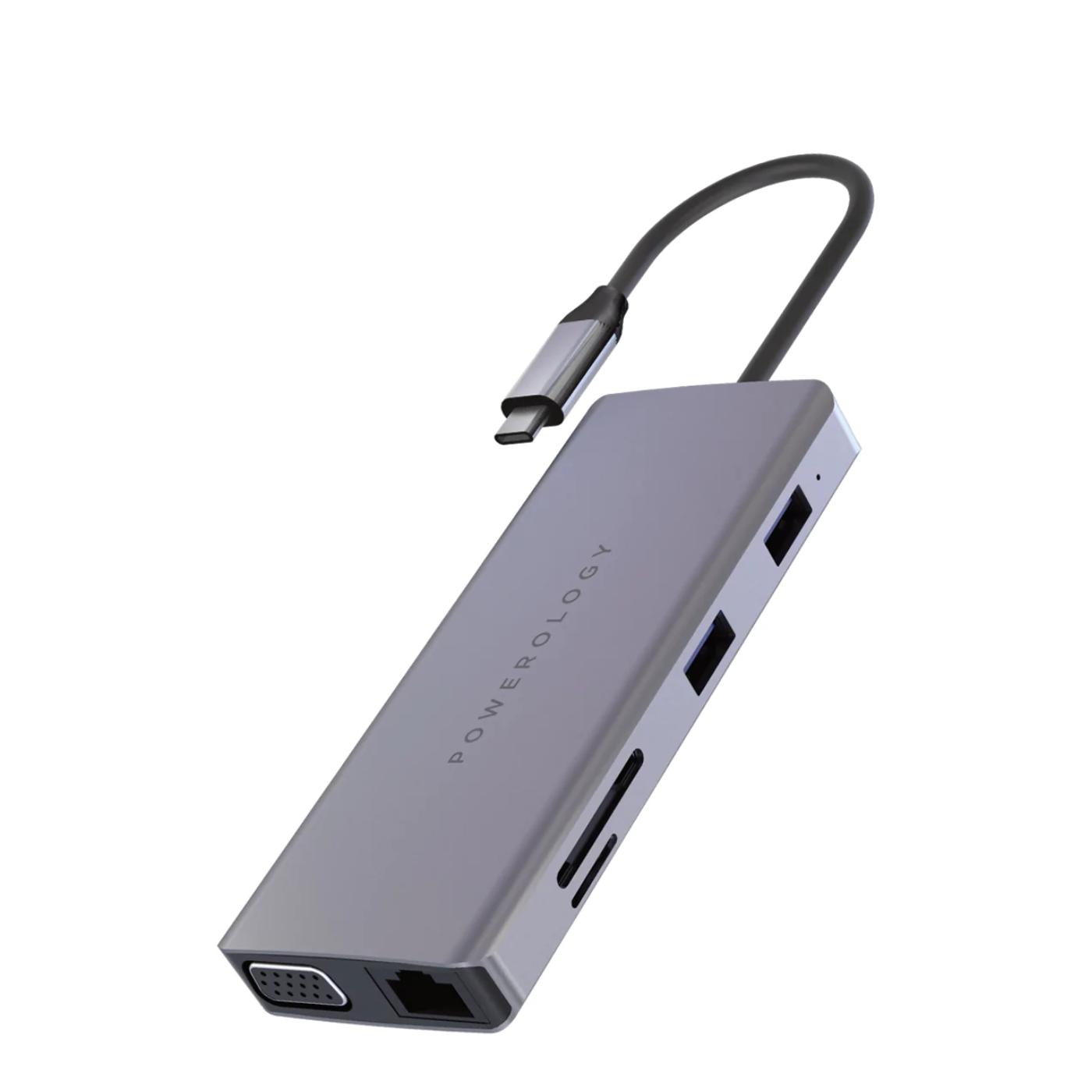 Powerology 11 in 1 USB-C with VGA, Ethernet and HDMI Ports - Eshtir.com