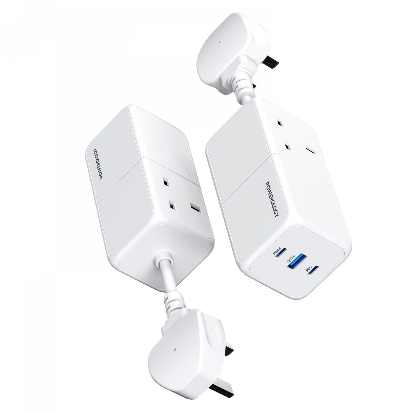 Powerology 65W USB Power Strip with Dual Power Sockets with USB-C and ...