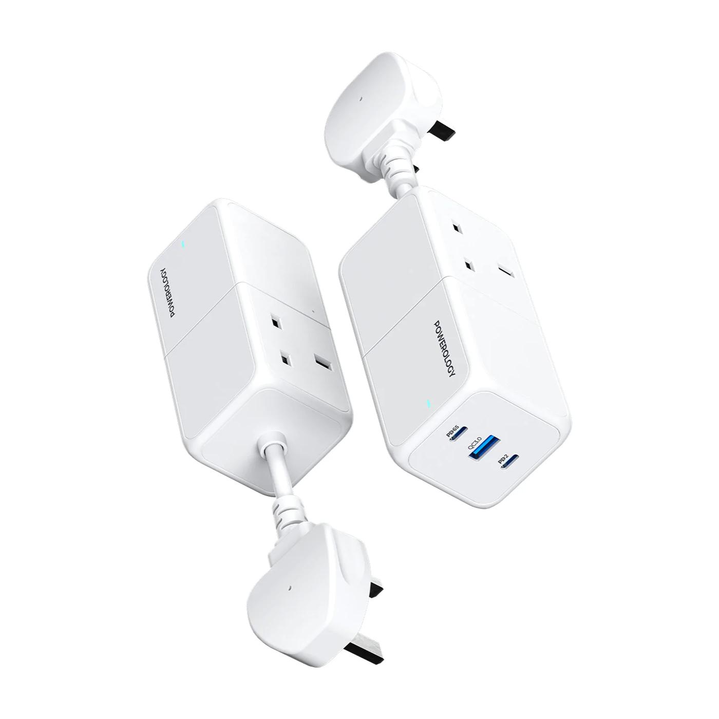 Powerology 65W USB Power Strip with Dual Power Sockets with USB-C and ...