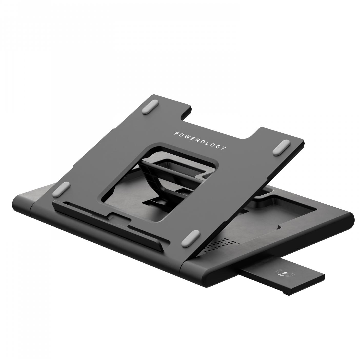 Powerology Multi-Functional Pro Hub Laptop Stand with Wireless Mobile ...
