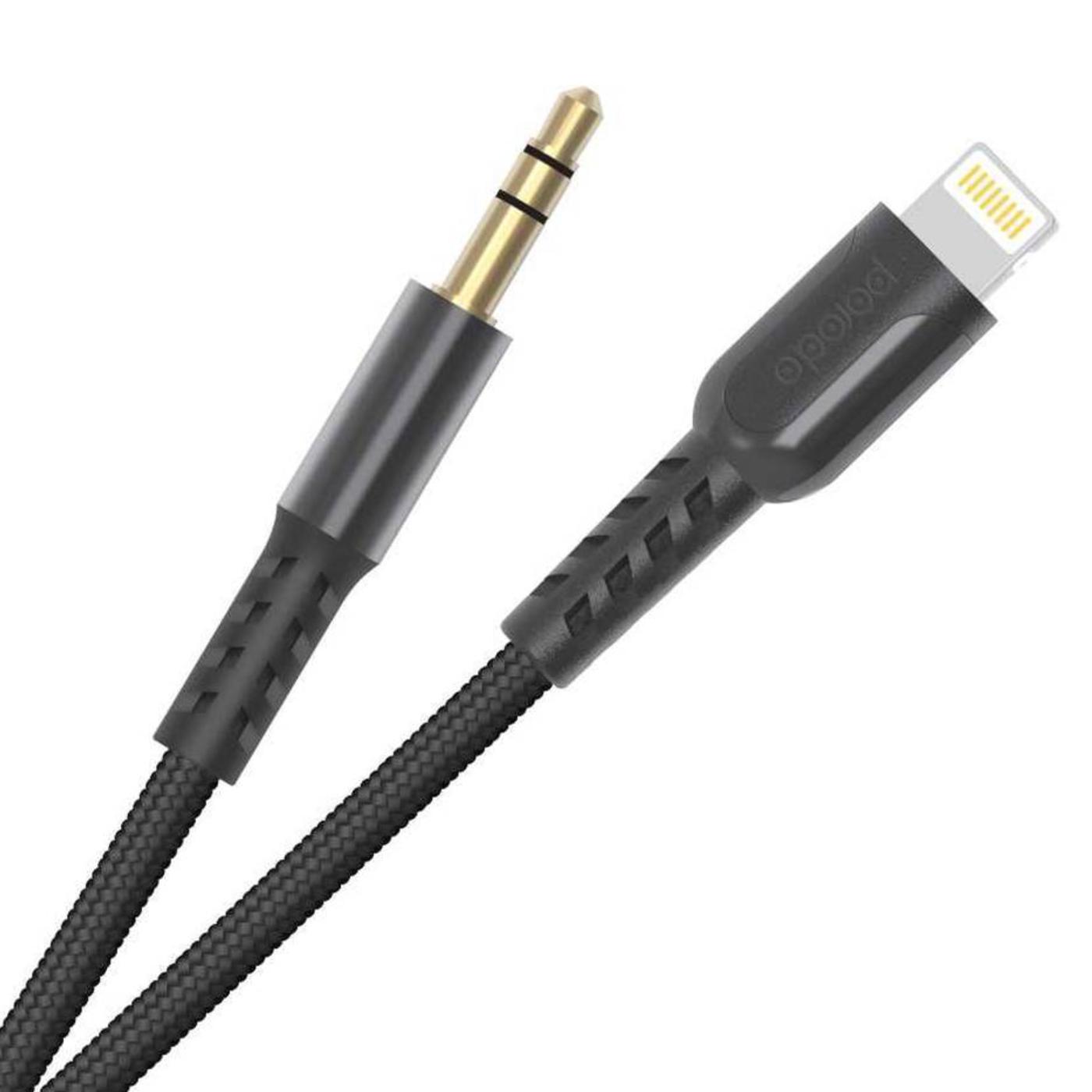 Porodo Metal Braided Lightning to Aux Cable 1.2M - Eshtir.com