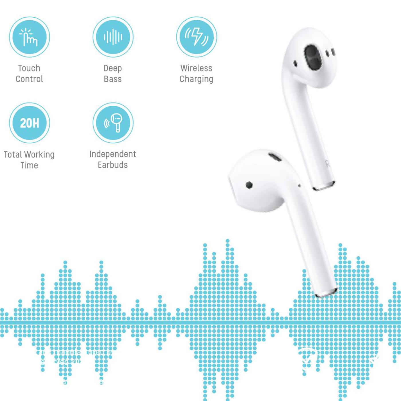 Porodo Blue Deep Bass Wireless Earbuds 2 - White - Eshtir.com