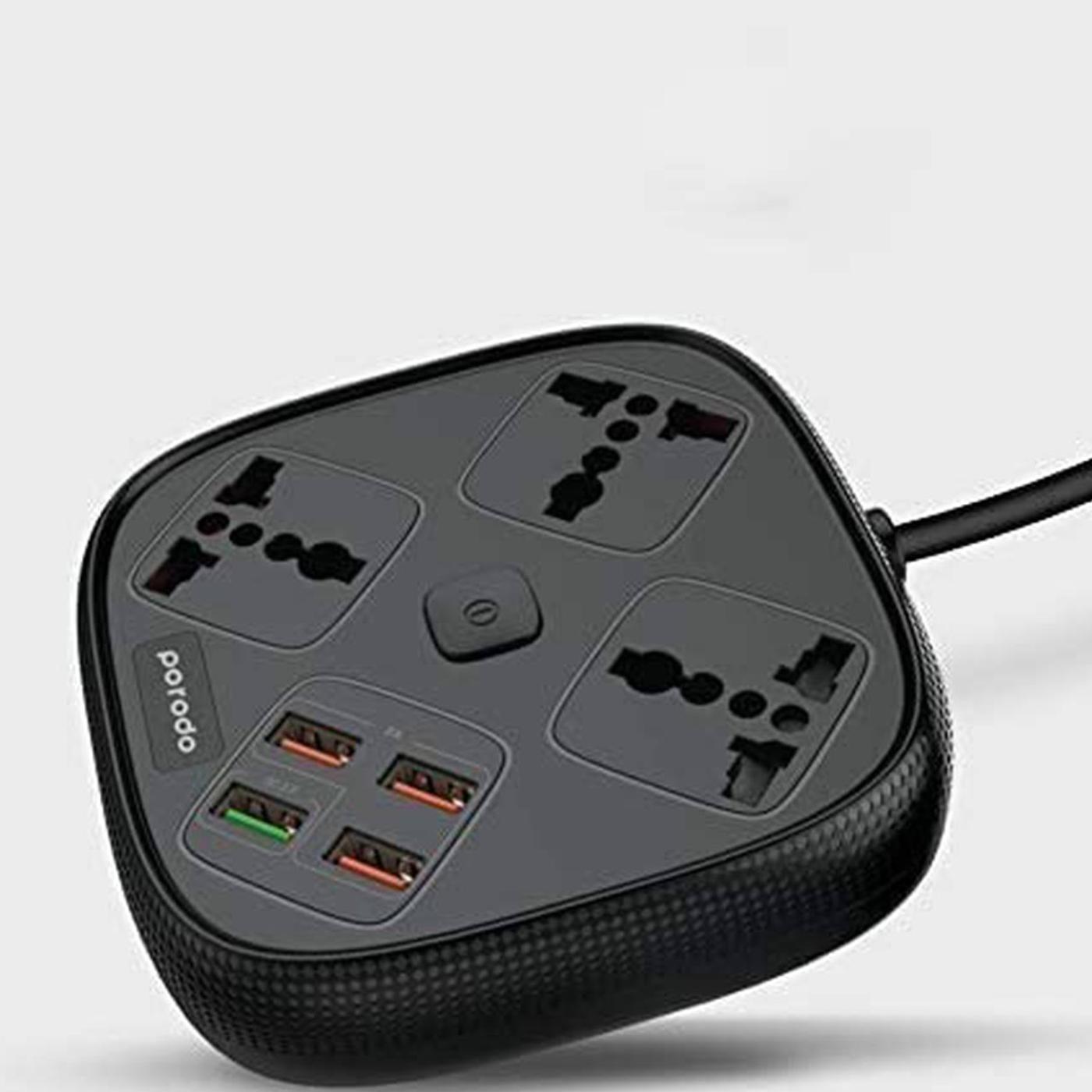 Porodo Power Socket Strip 4 USB, 3 Sockets with 3 USB Port 3A and 3 ...