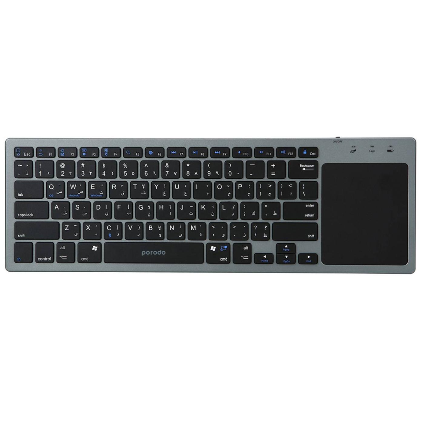 Porodo Ultra Slim Wireless Bluetooth Keyboard with Touch-Pad - Gray ...