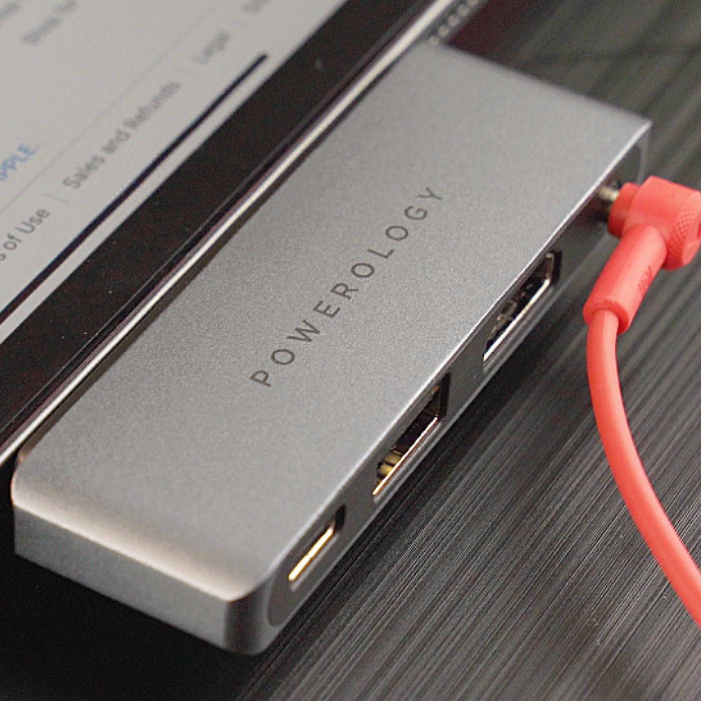 Powerology 4 in 1 USB-C Hub with HDMI, USB, and AUX Port - Eshtir.com
