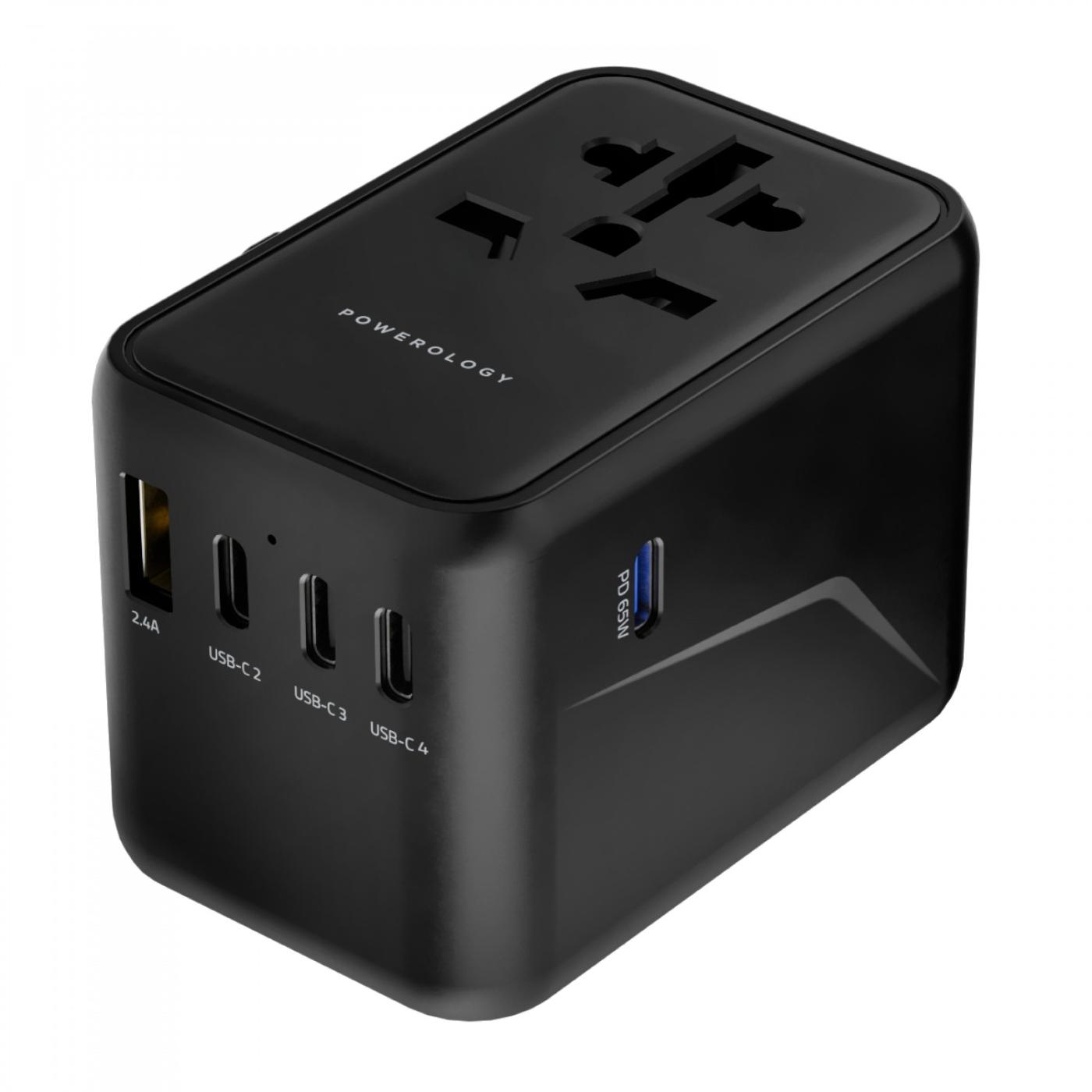 Powerology Universal Multi-Port Travel Adapter 65W PD with Quadruple ...