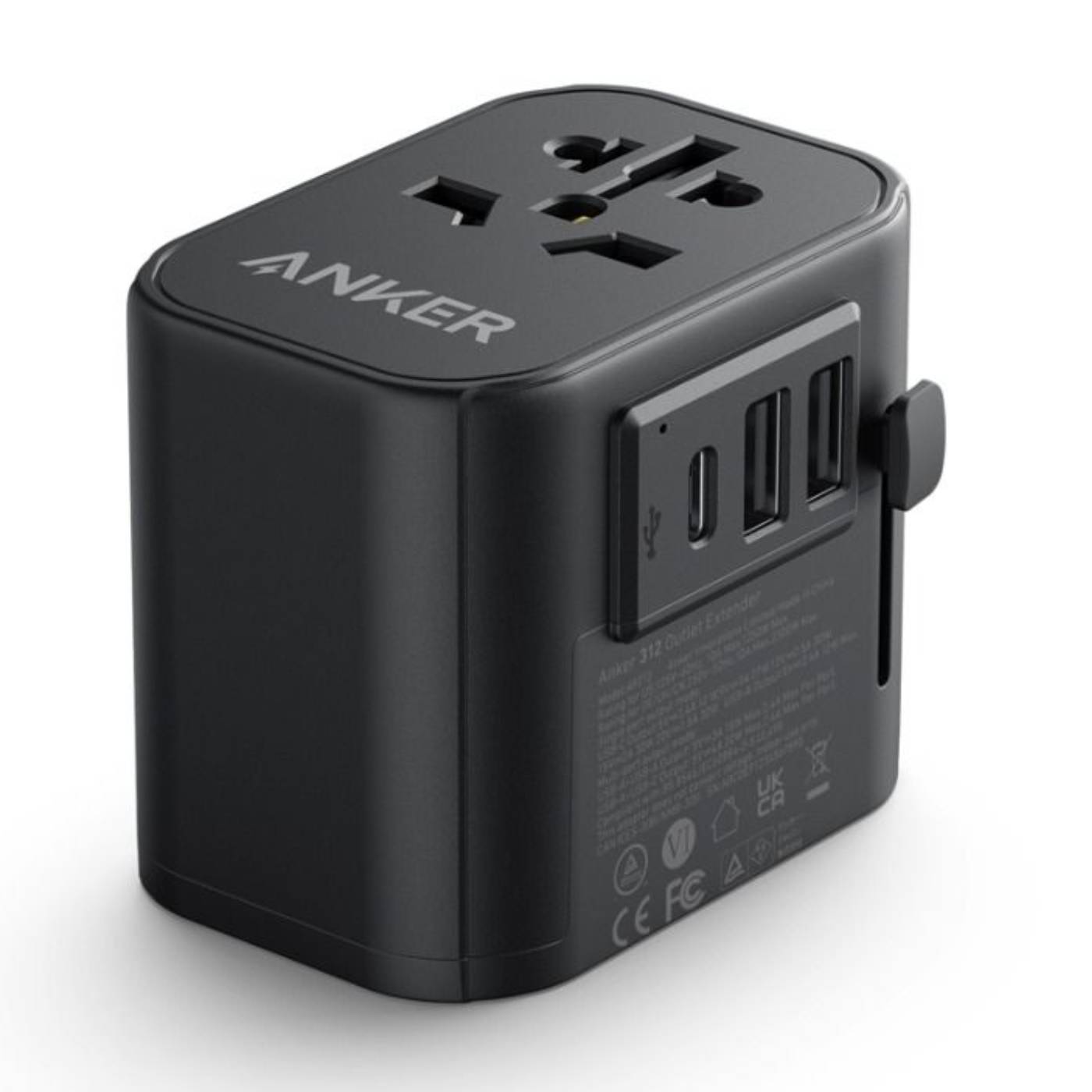 Anker 312 Outlet Extender 30W With 3 USB Ports - Black - Eshtir.com