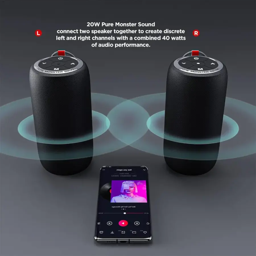 Monster S310 Superstar Portable Bluetooth Speaker - Black - Eshtir.com