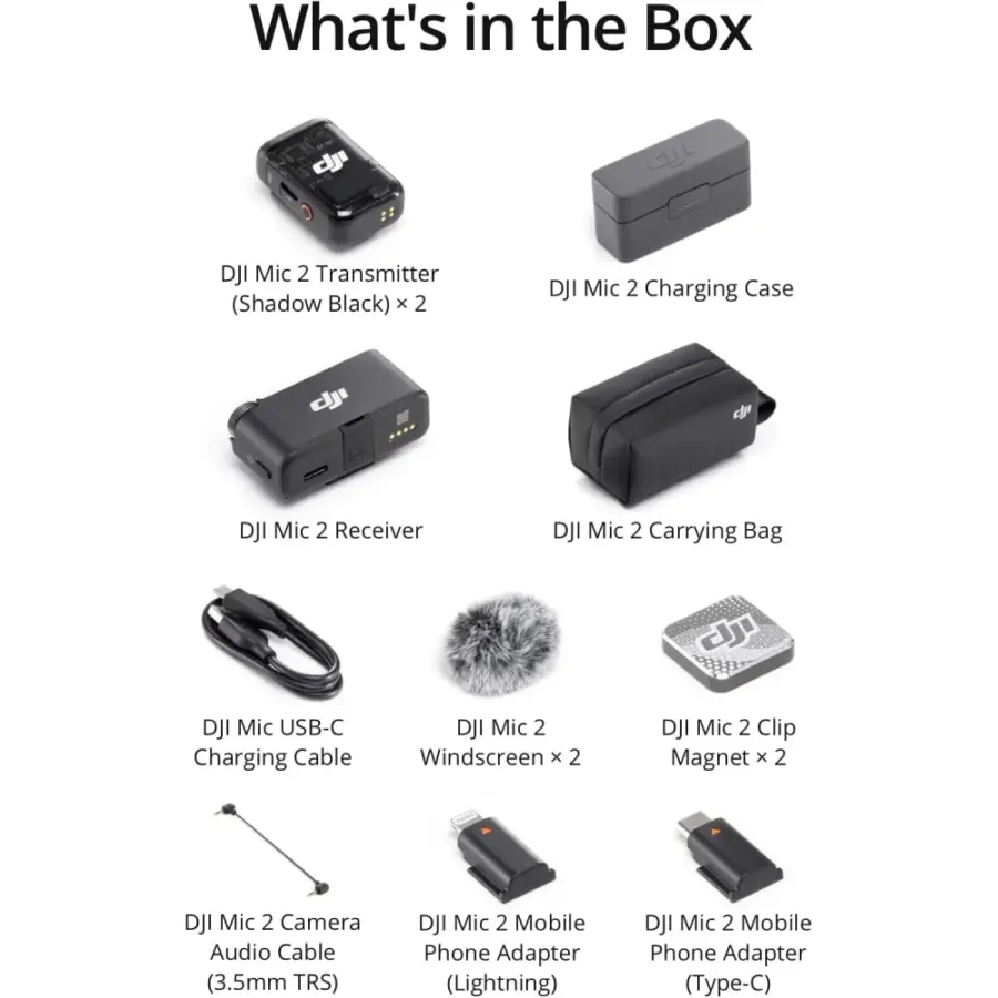 DJI Mic 2 (2 TX + 1 RX + Charging Case) Wireless Microphone - Eshtir.com