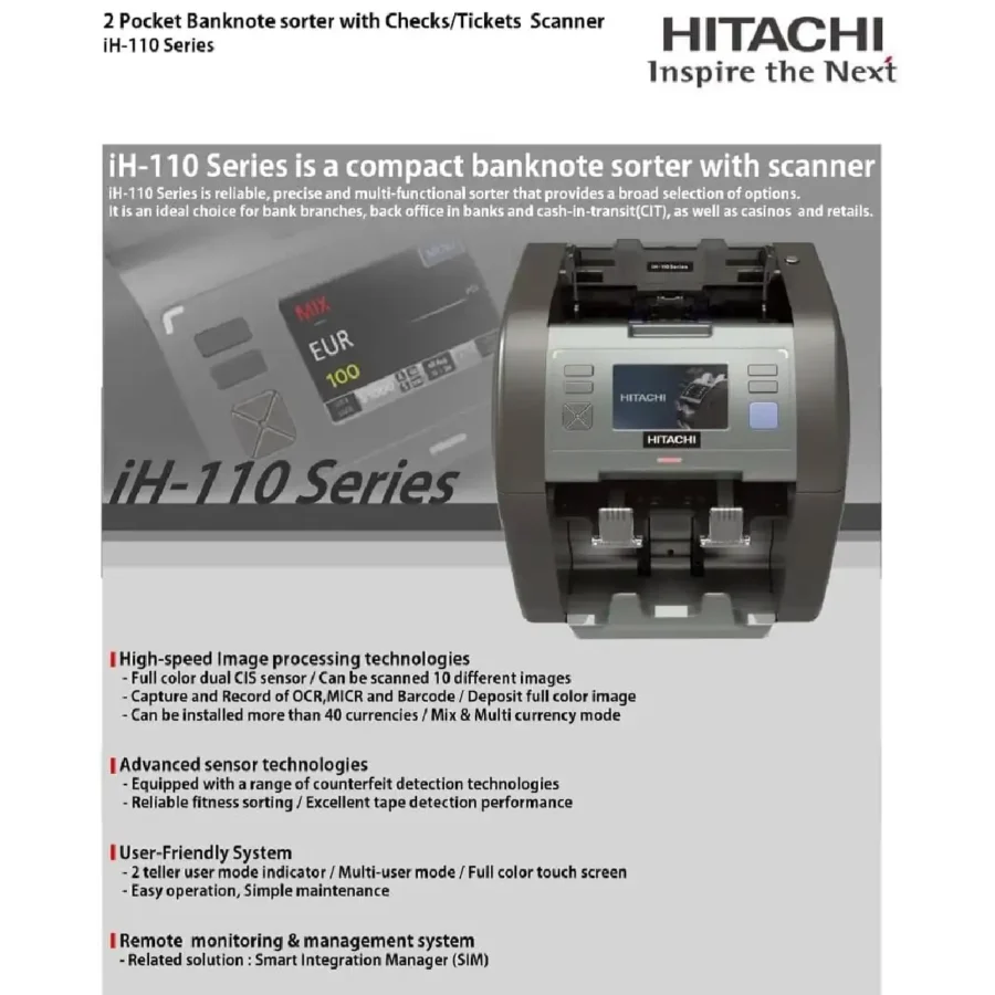 Hitachi IH-110 - Multi currency Cash Counting and Sorting Machine ...